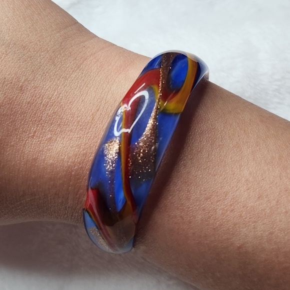 Jewelry | Y2k Artisan Blown Glass Paint Swirl Cuff Bracelet | Poshmark